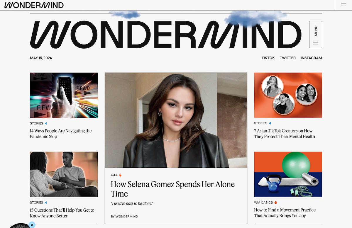 Wondermind on Inspiration Supply - Web Design Inspiration Gallery